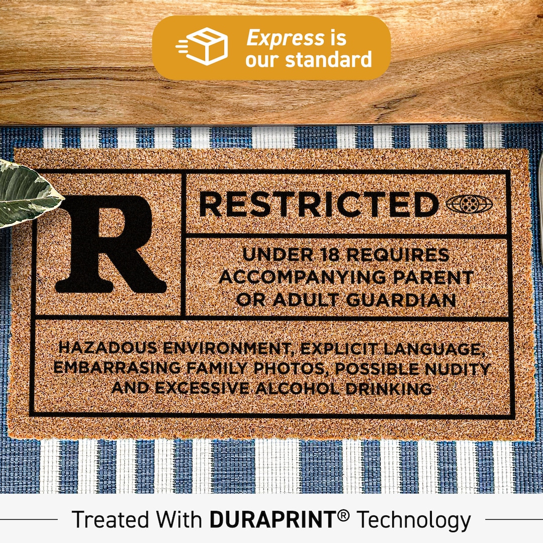 Restricted Access Funny R Rated Movie Doormat, Custom TV and Film ...