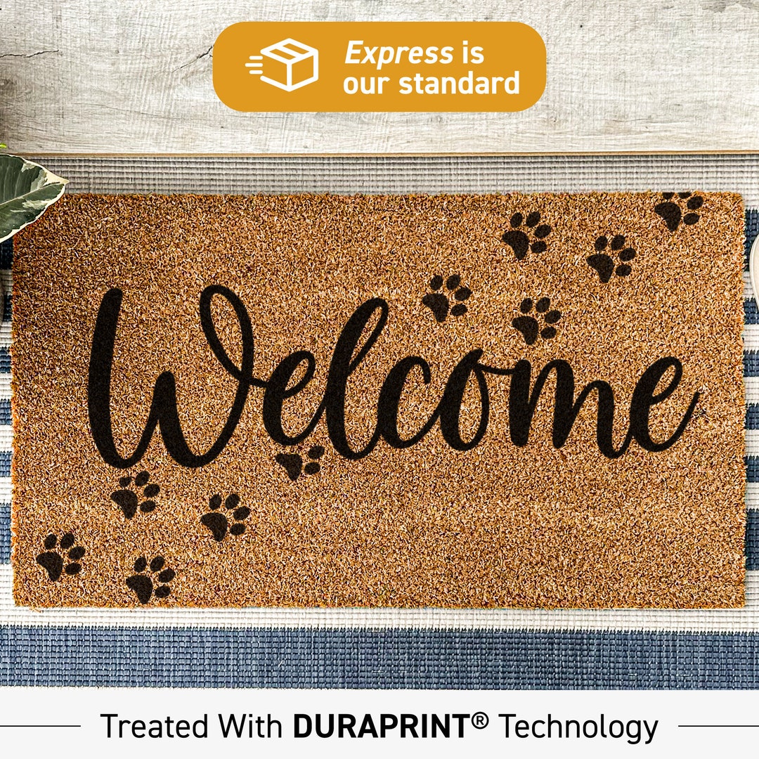 Custom Doormat, Welcome Dog Paw Custom Doormat, Pet Welcome Door Mat ...