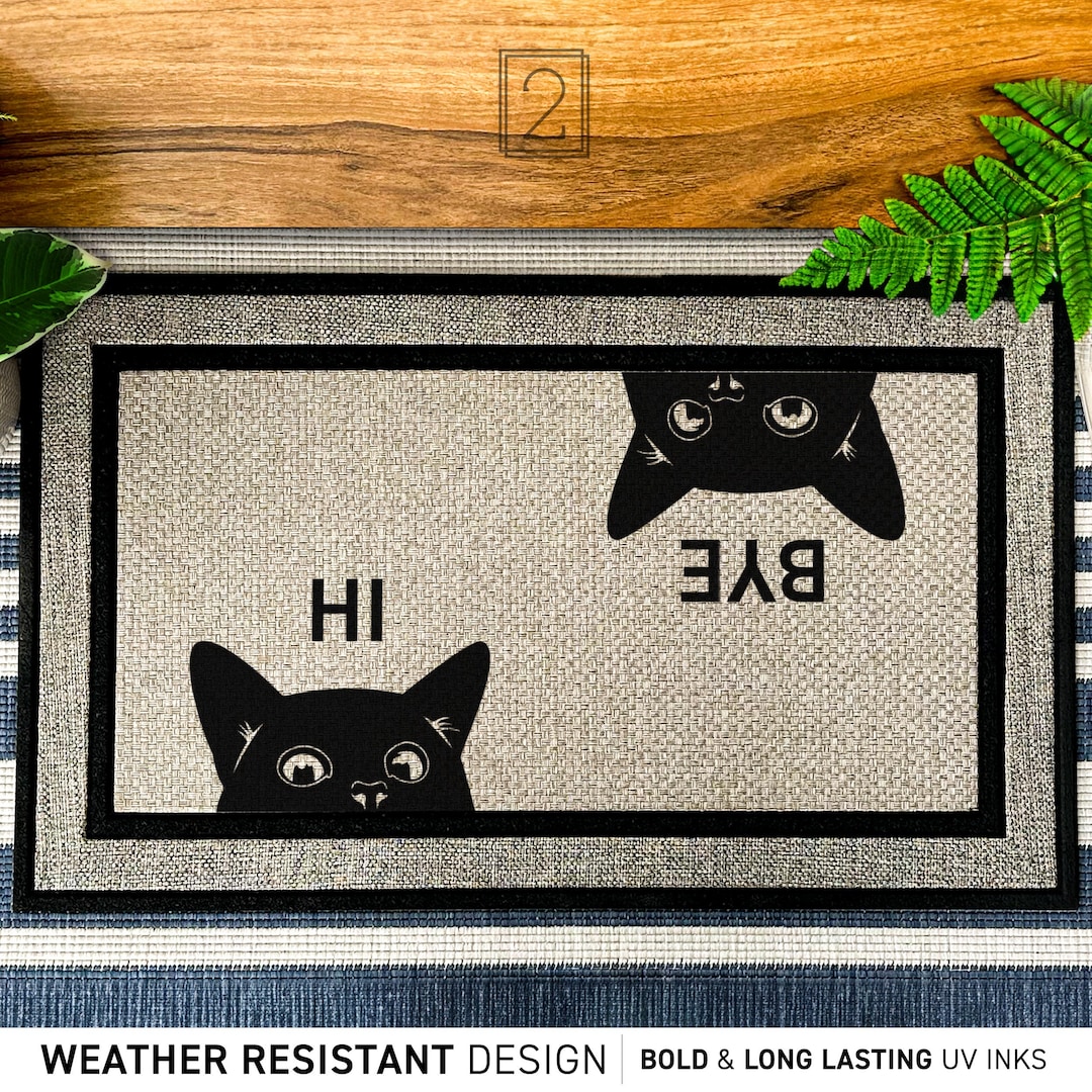 Cat Hi Bye Outdoor Welcome All Weather Doormat, Cat Hello, Cat Goodbye ...