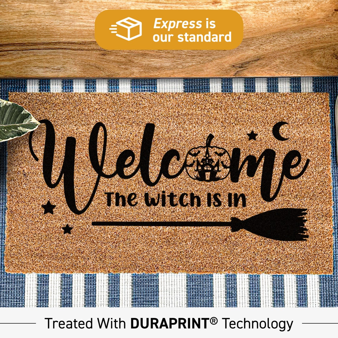 The Witch is in Scary Welcome Halloween Doormat - Halloween Witch Door ...