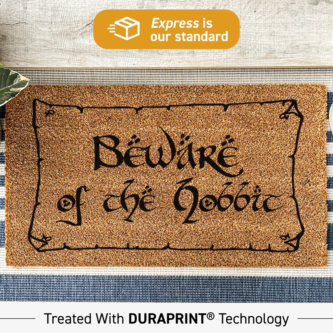 Funny Doormat, Beware of the Hobbit Lord of the Rings Custom Doormat ...