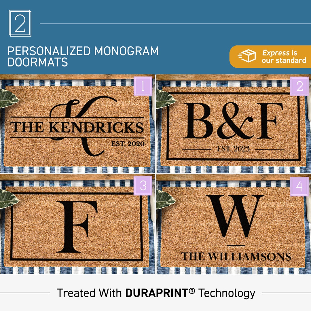 Monogram Initial Custom Doormat, Simple Monogram Doormat, Monogram Rug ...