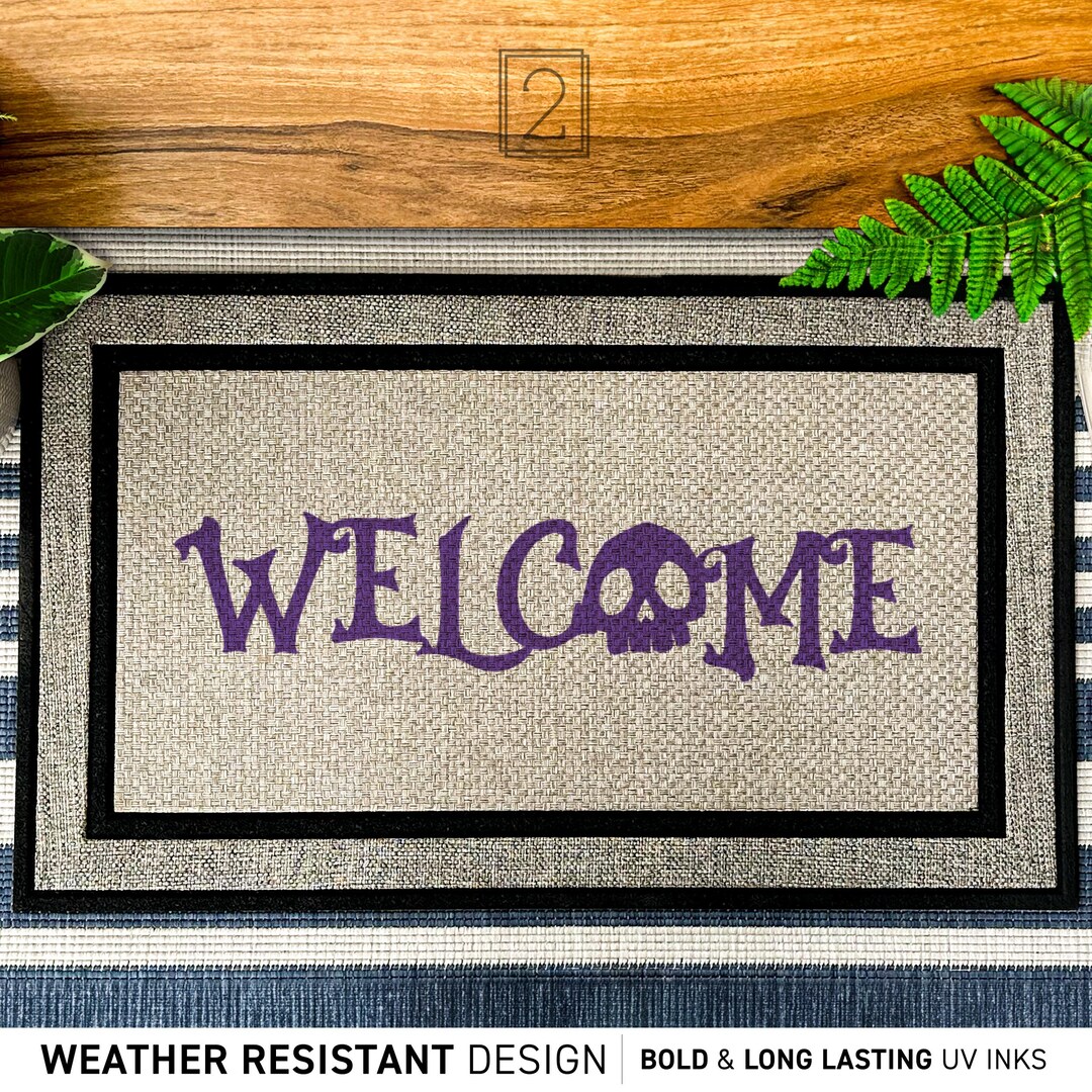 Welcome Skeleton Spooky Outdoor Door Mat, Funny Seasonal Welcome Rug ...