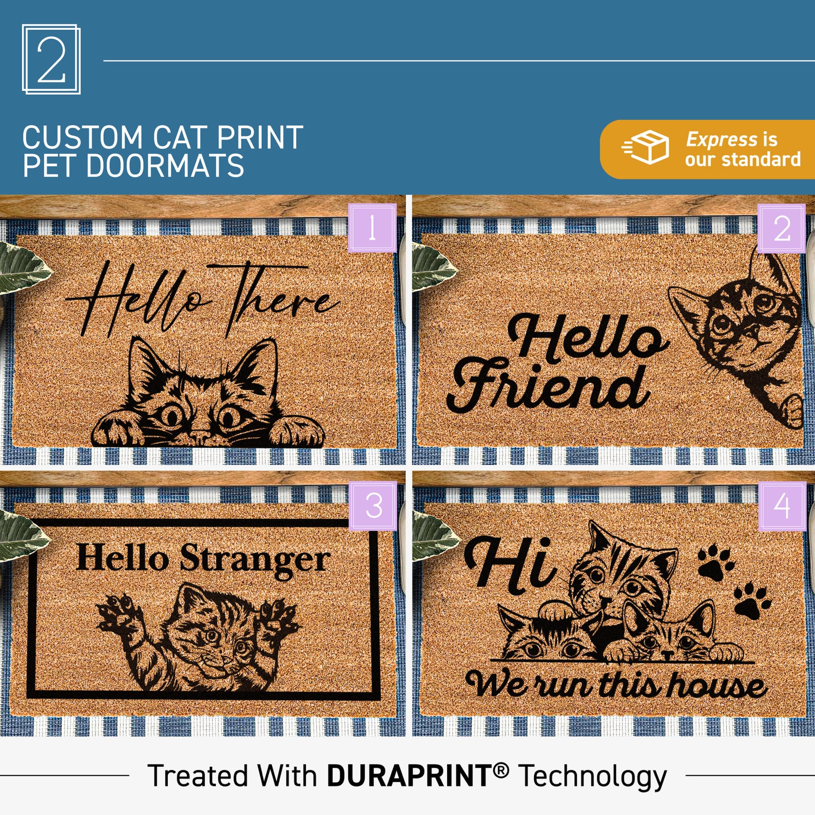 Cat Doormat, Cat Welcome Mat, Paw-some Entryway Essential, Cat Coir ...