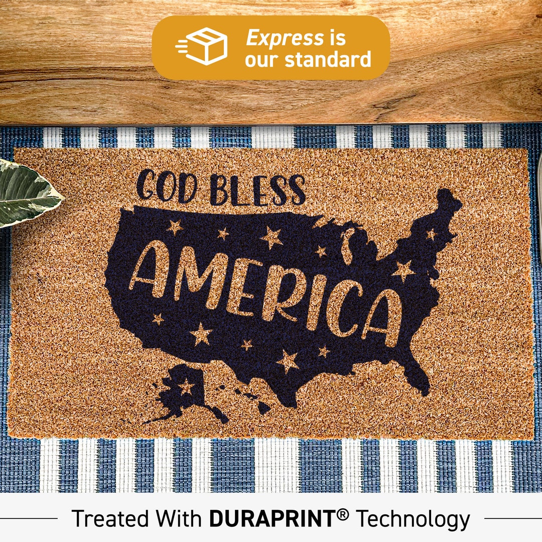 God Bless America Patriotic Door Mat, Usa Entry Welcome Doormat ...