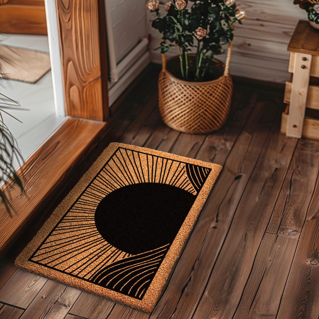 Custom Coir Sun Doormat, Mid Century Modern Design, Mid Century Sunrise ...
