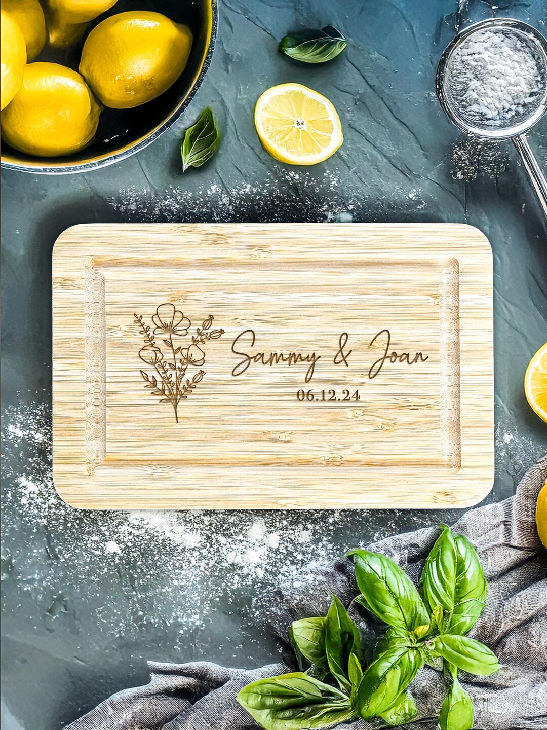 Custom Chopping Board - Personalized Cutting Board - Floral Gift ...