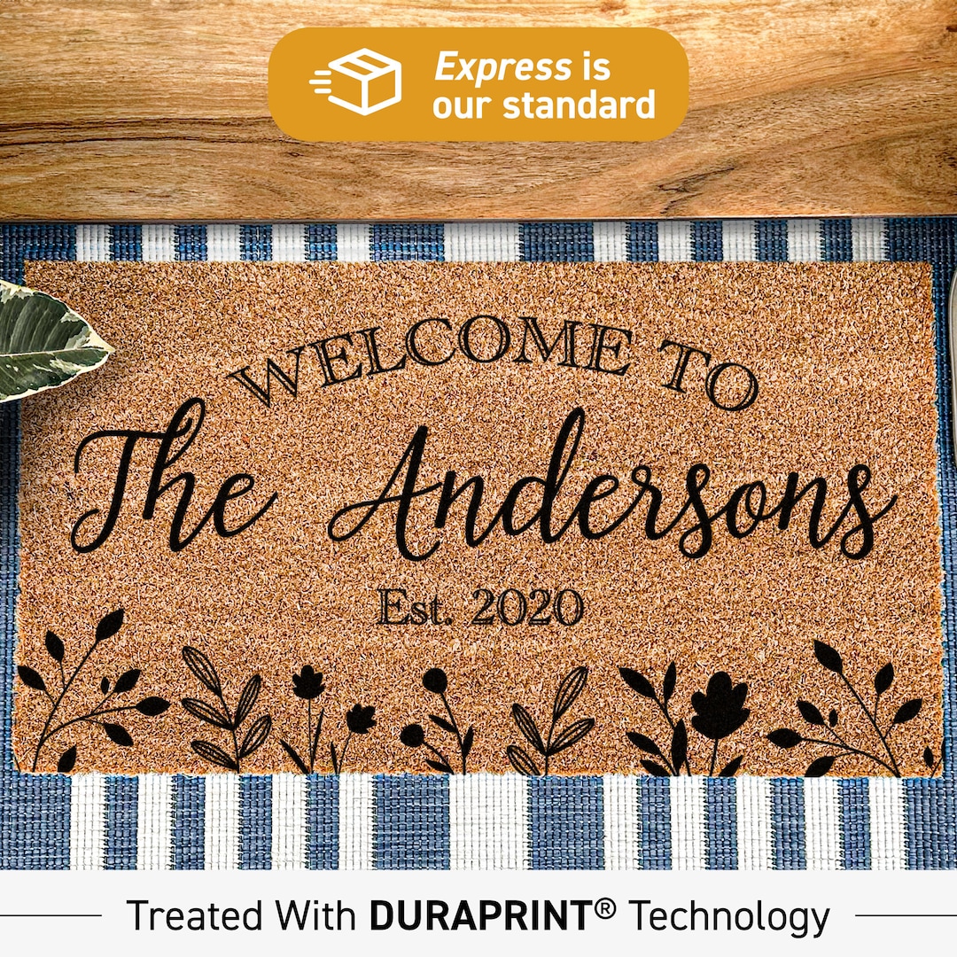 Family Name Doormat With Established Date - Personalized Welcome Mat ...