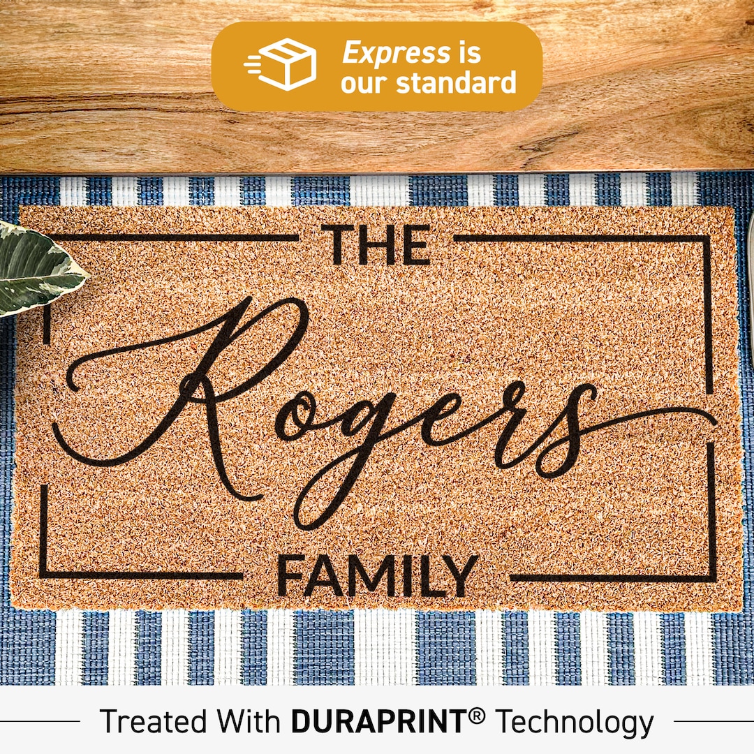Cursive Family Name Doormat, Custom Made Gift Perfect for Any Occasion ...