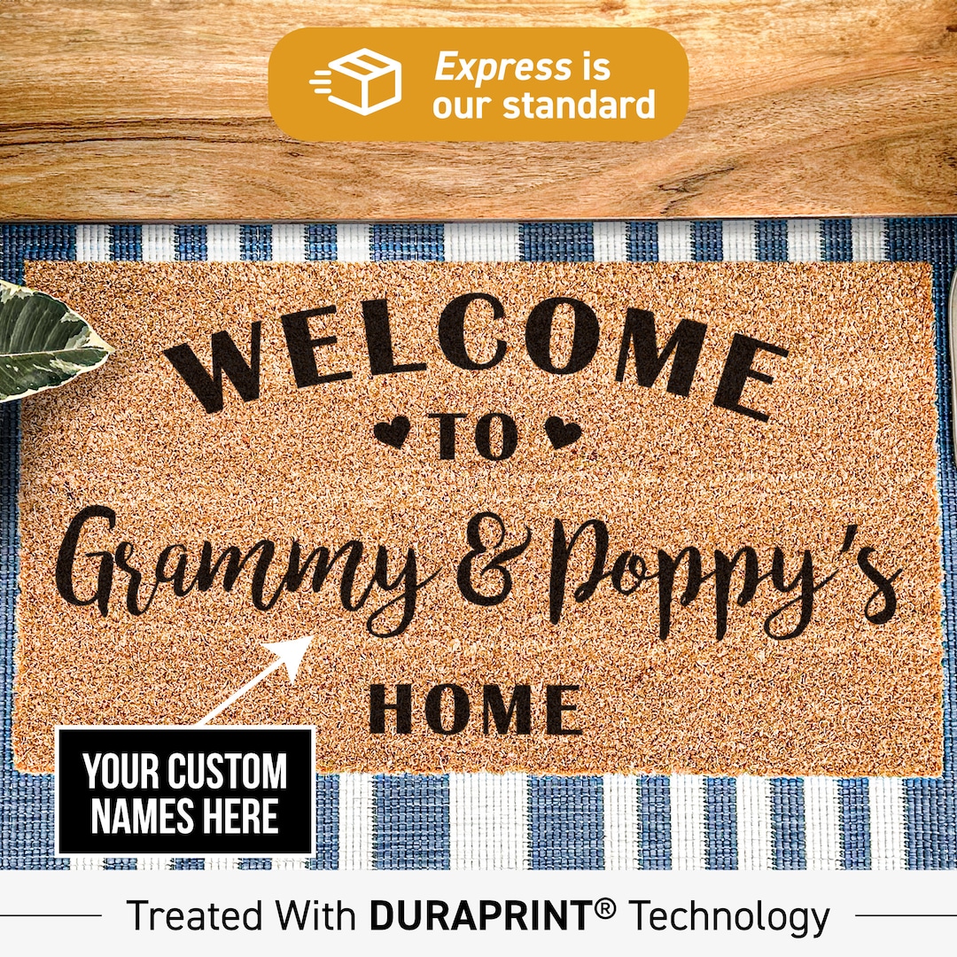Welcome to Grammy & Poppy's Home Doormat, Personalised Gift for ...