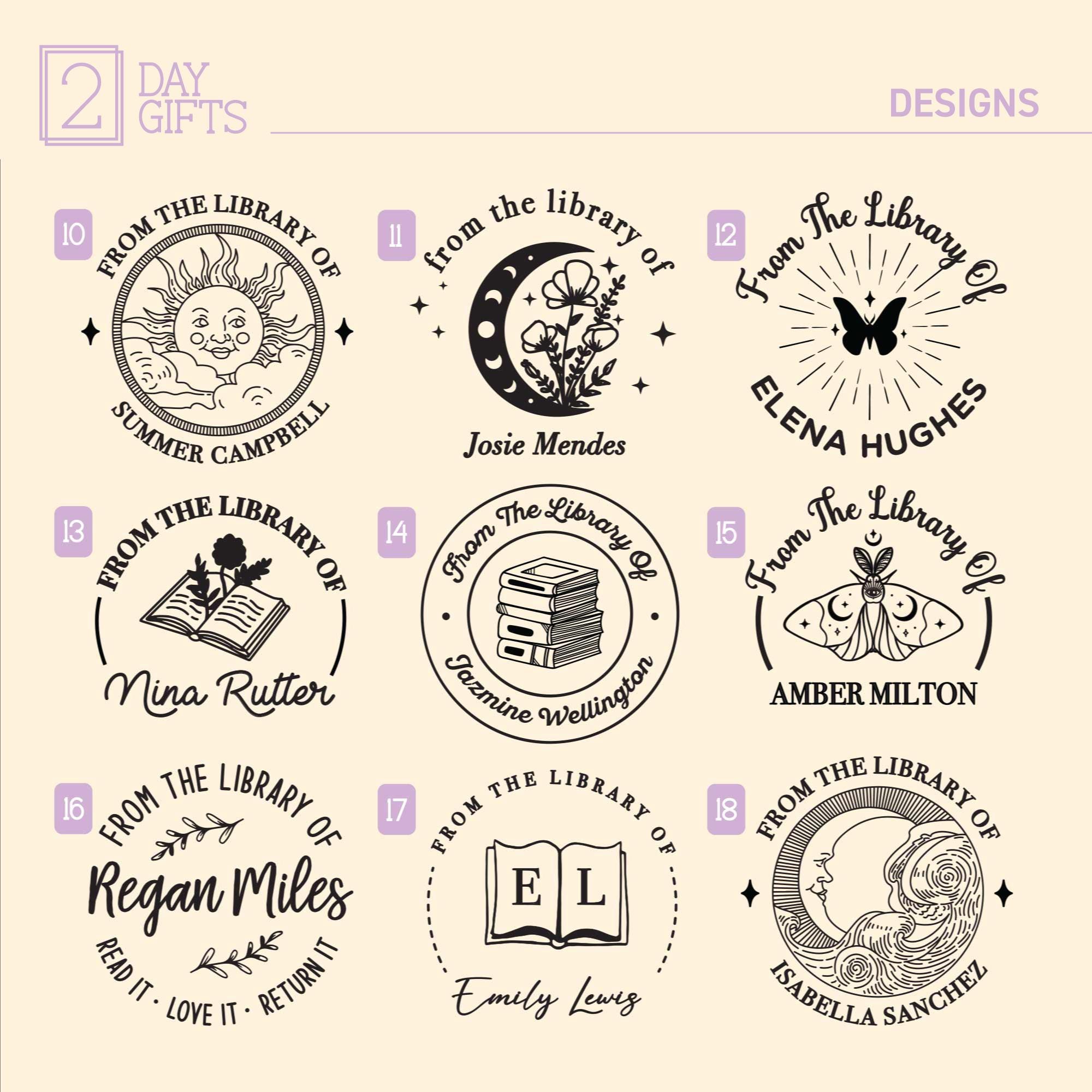 Custom Book Stamp, Bookplate Stamp, From the Library of Custom Book ...