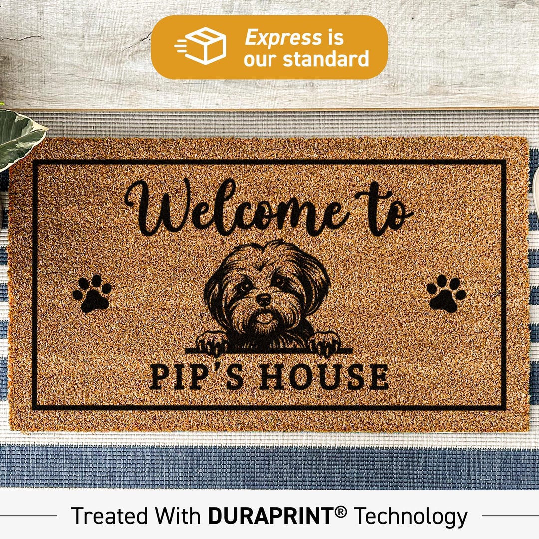 Pet Welcome Mat, Custom Dog Welcome, Dog-themed Decor, Dog Paw Print ...