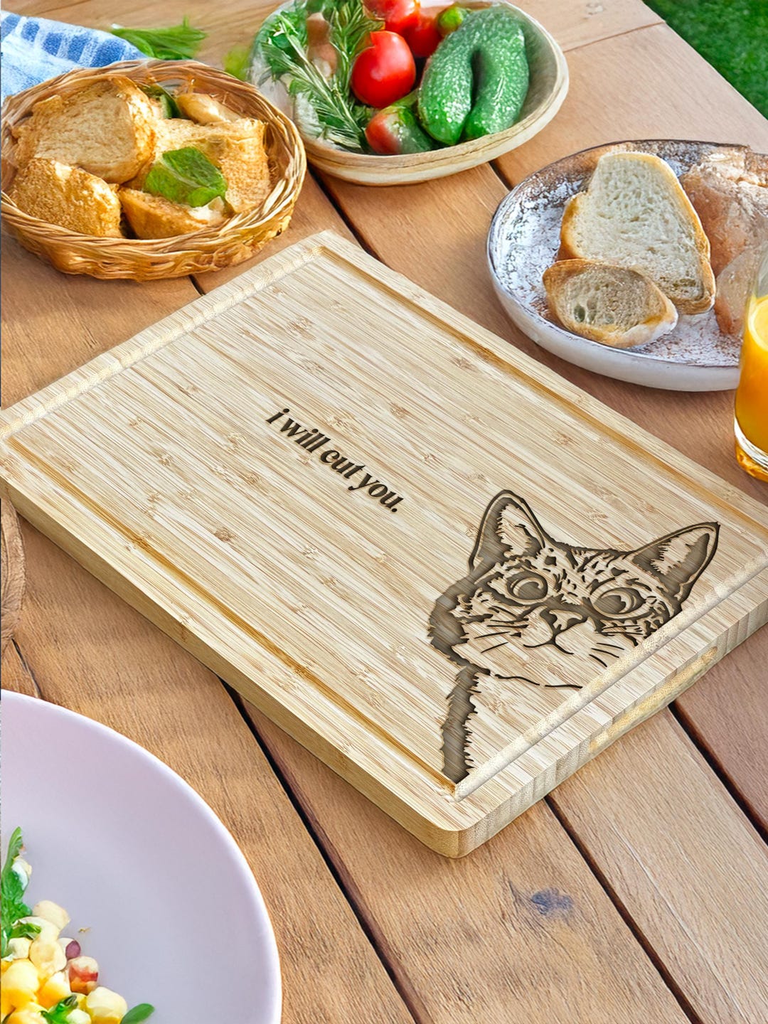 Personalized Funny Cat Chopping Board – Engraved Cutting Board, Cat ...