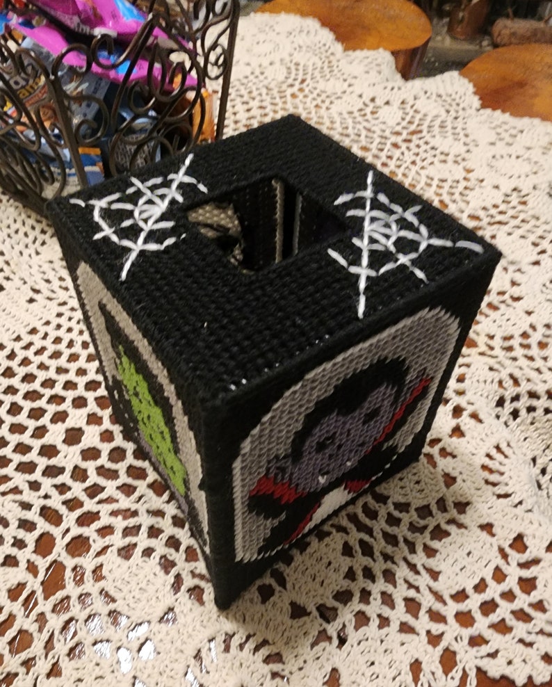 Made to Order. Halloween Ghouls Plastic Canvas Tissue Box Covers. This ...