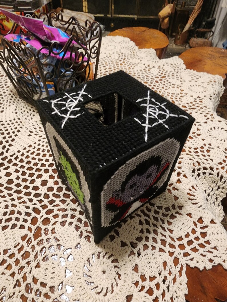 Made to Order. Halloween Ghouls Plastic Canvas Tissue Box Covers. This ...