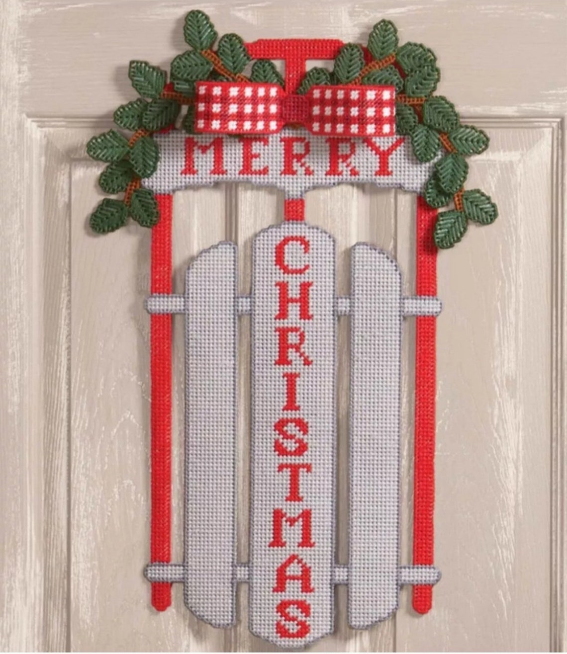 Herrschners Christmas Sled Wall Hanging Plastic Canvas Kit. This is 7 ...