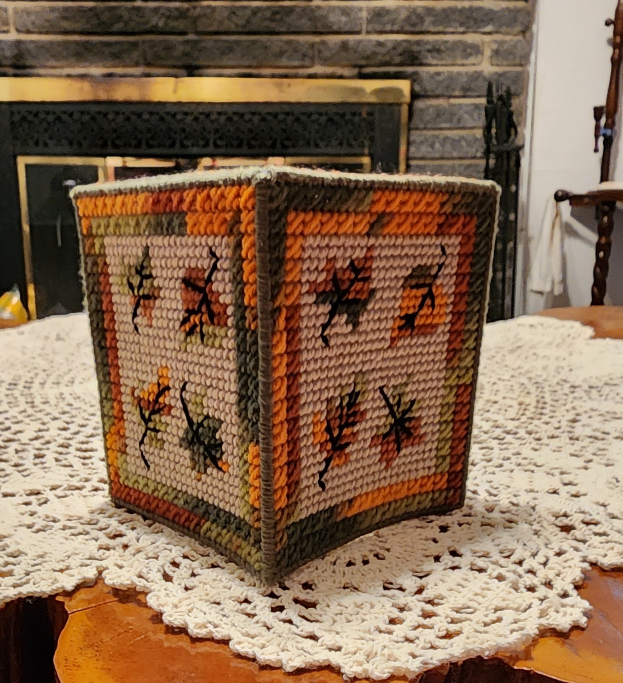 New Handmade Fall Leaves Plastic Canvas Tissue Box Cover this Item is ...