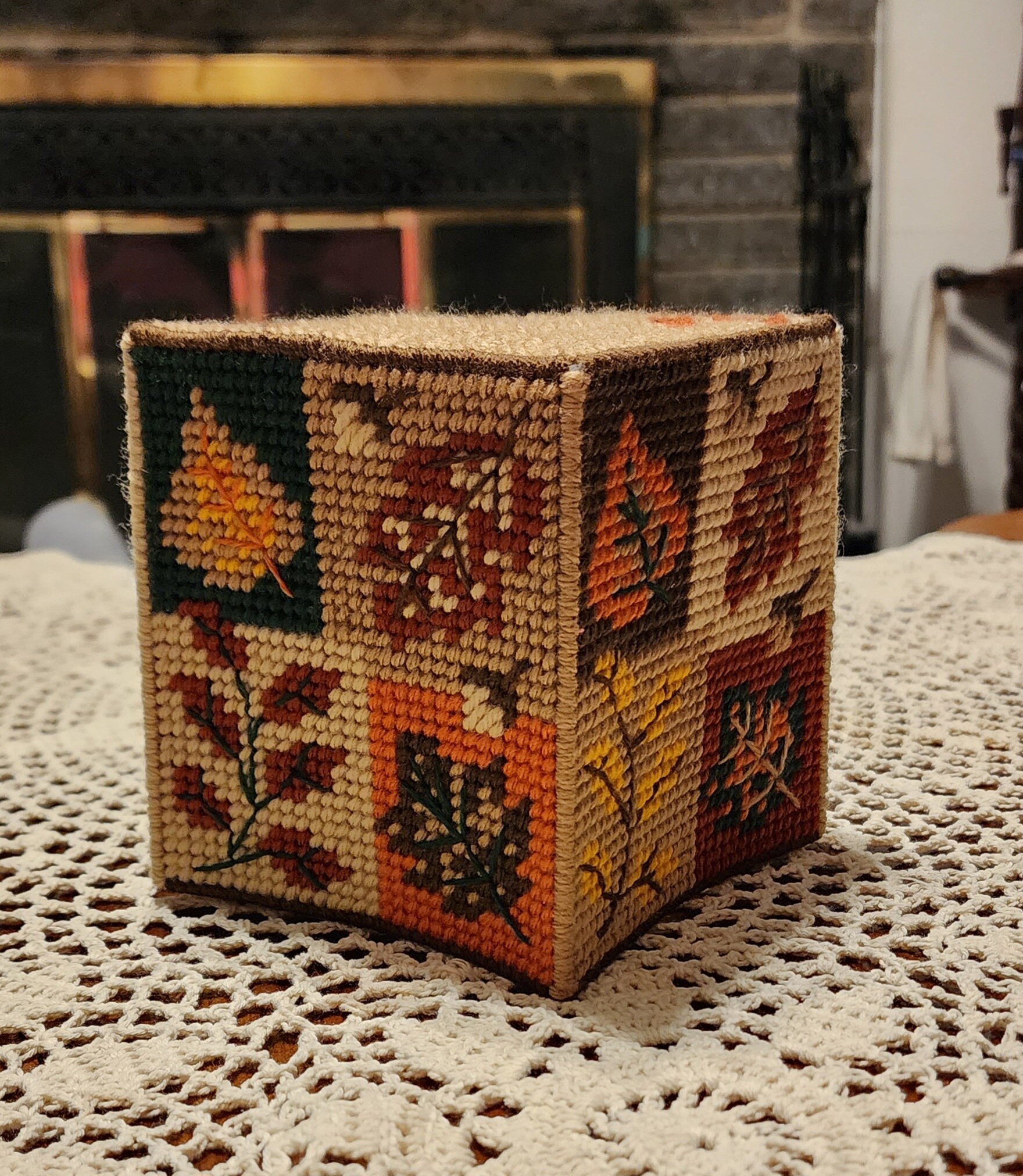 New Handmade Fall Foliage Plastic Canvas Tissue Box Cover. this Item is ...