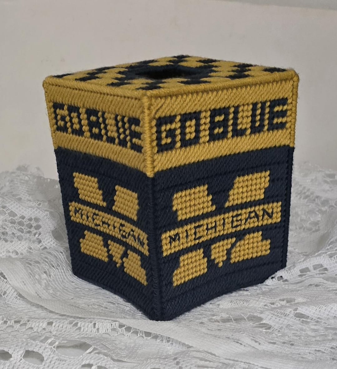 Michigan University Tissue Box Cover, Handmade Plastic Canvas. This is ...