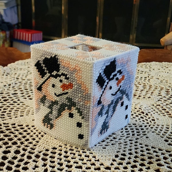 Plastic Canvas Snowman Tissue Box - Etsy