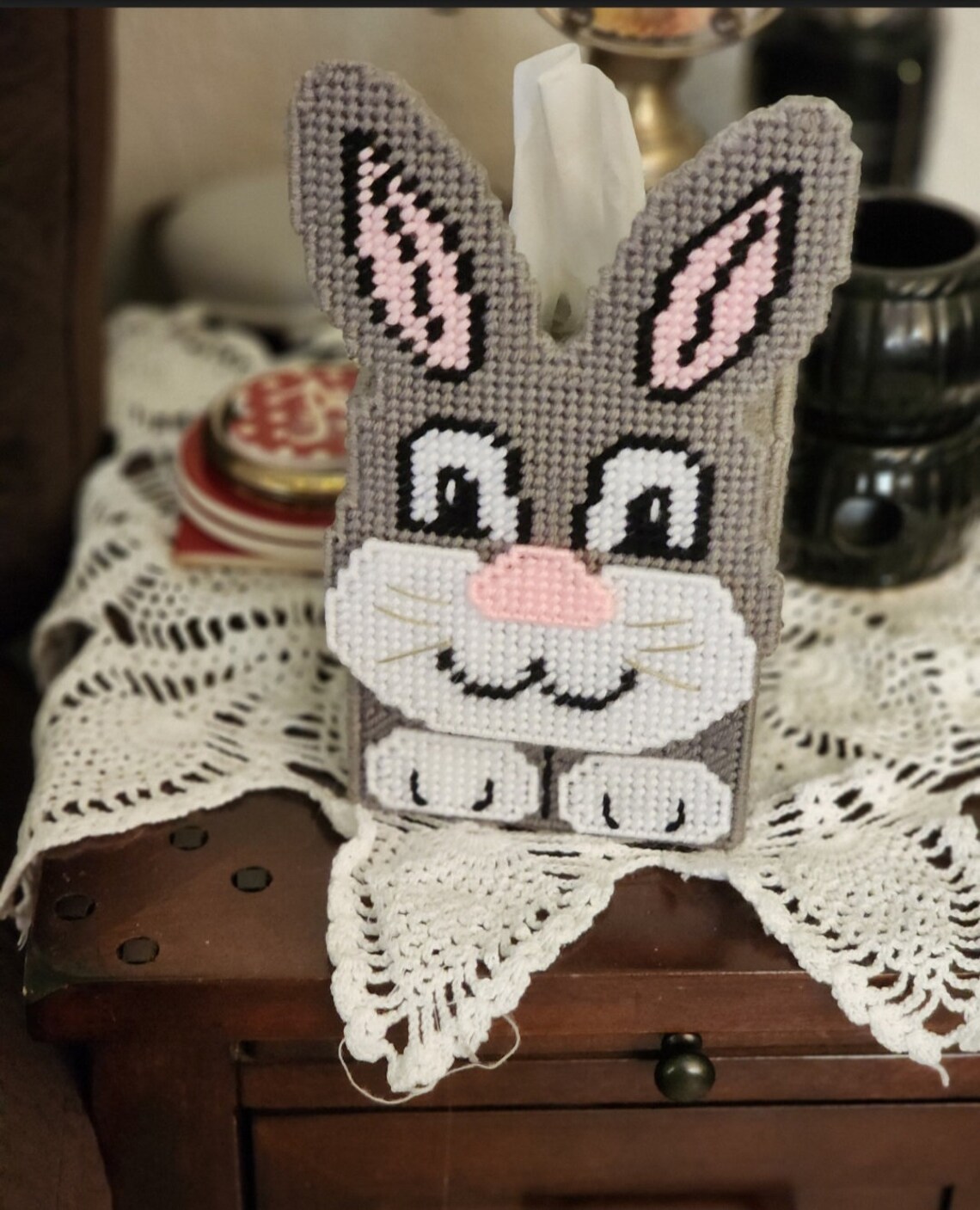 New Handmade Made to Order. Brown Bunny Tissue Box Cover-plastic Canvas ...