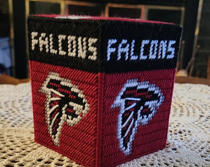 New Handmade Plastic Canvas Atlanta Falcons Tissue Box Cover. This Item ...
