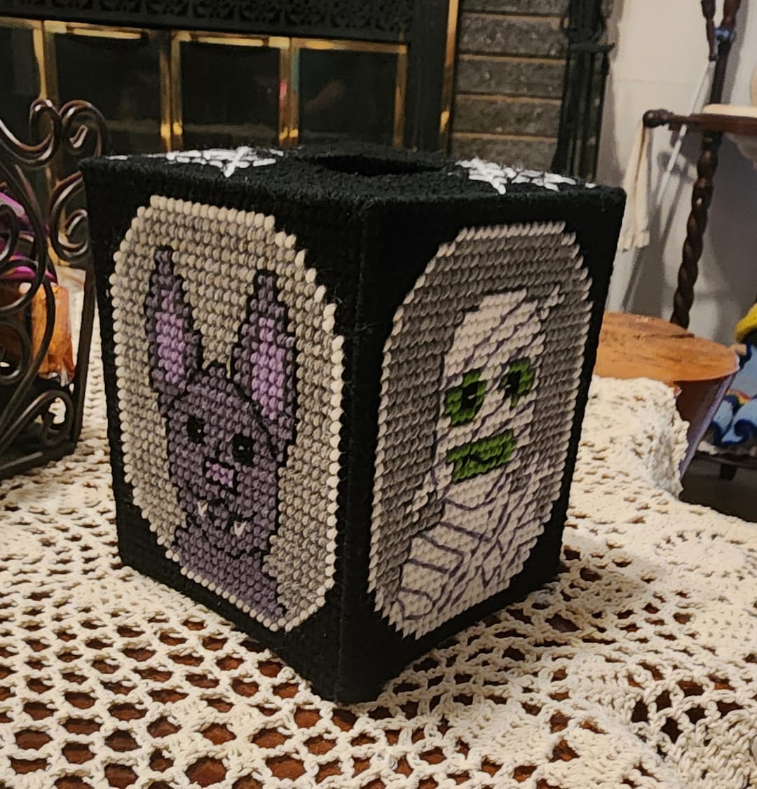 Made to Order. Halloween Ghouls Plastic Canvas Tissue Box Covers. This ...