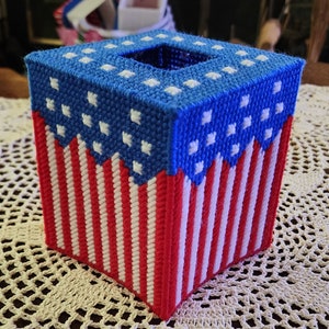 New Handmade Plastic Canvas Patriotic Tissue Box Cover. This Item is ...