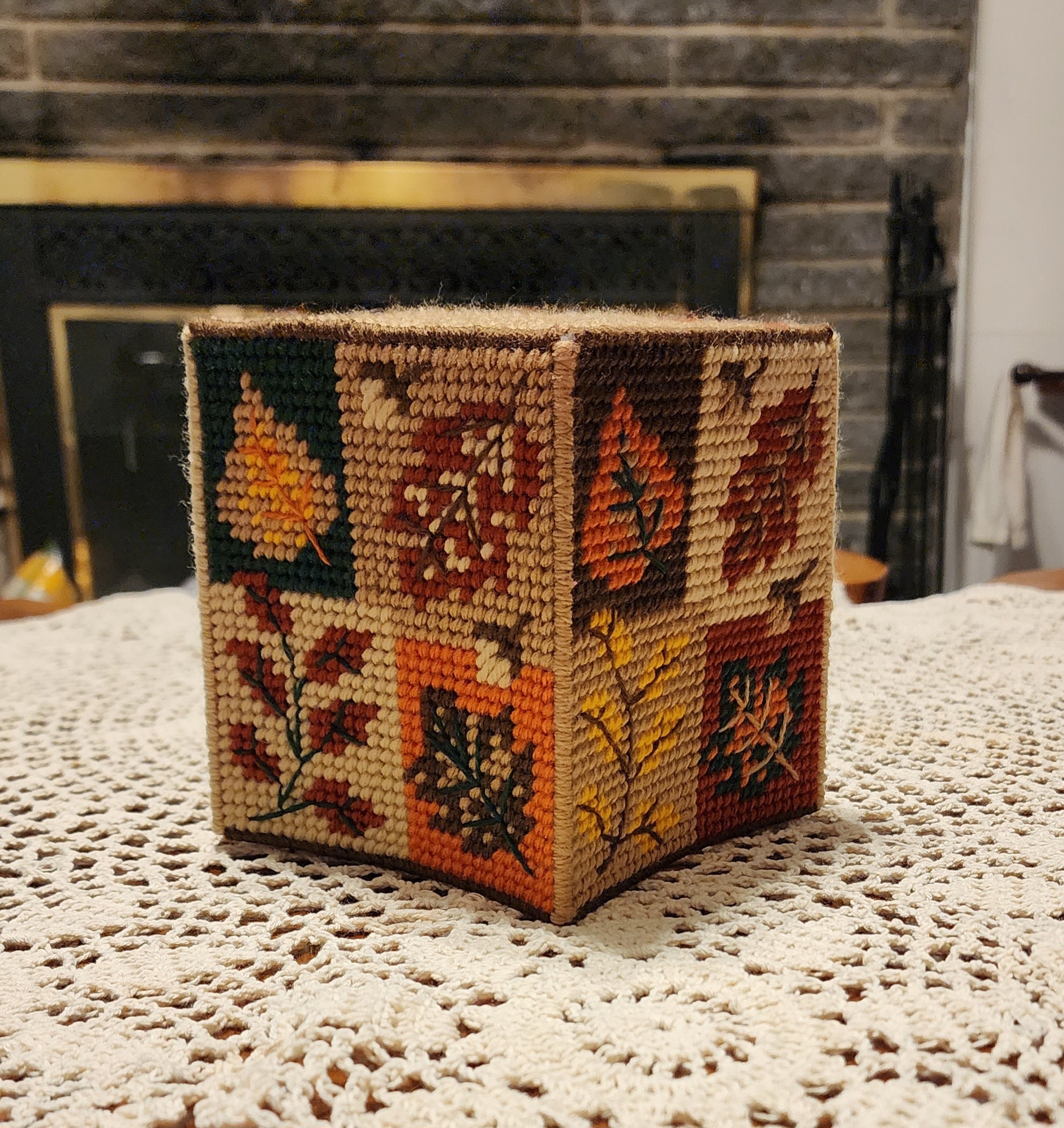 New Handmade Fall Foliage Plastic Canvas Tissue Box Cover. this Item is ...