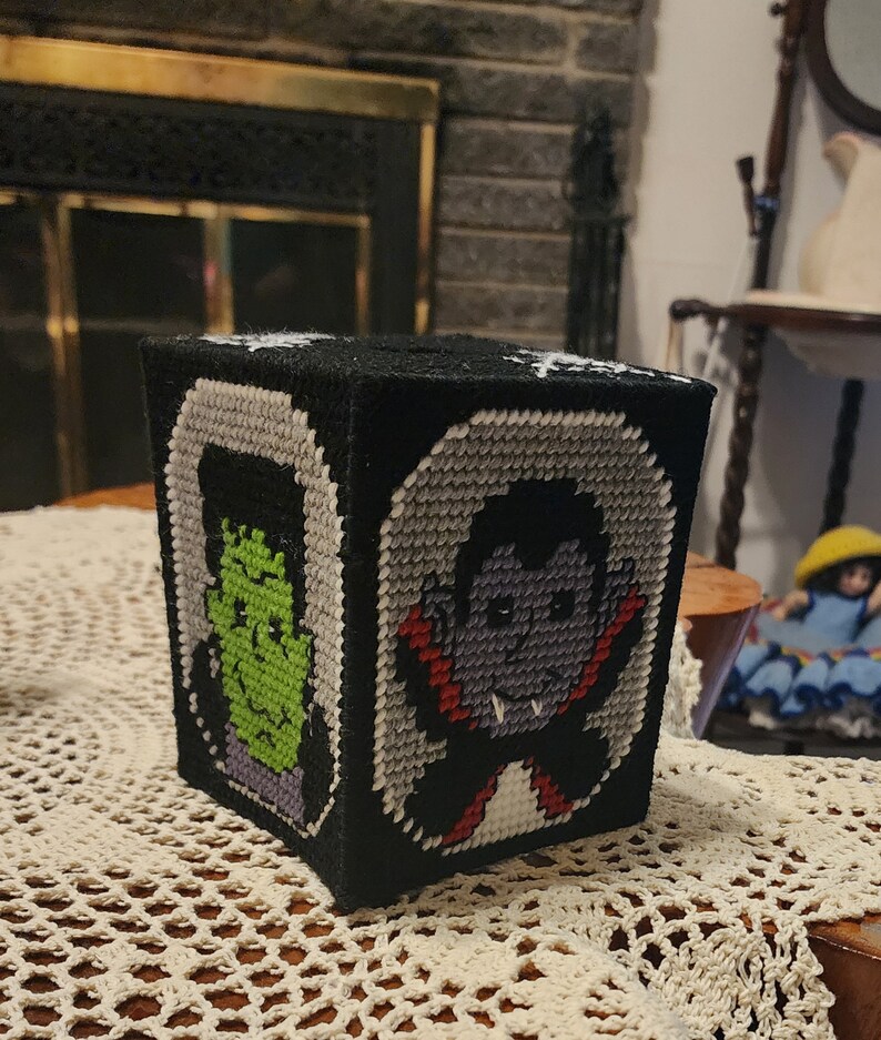 Made to Order. Halloween Ghouls Plastic Canvas Tissue Box Covers. This ...