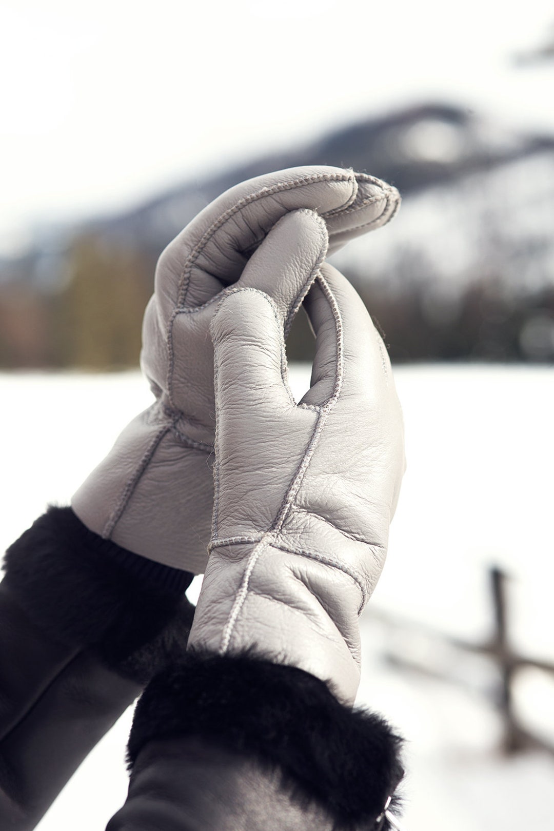 Sheepers Grey Womens Sheepskin Gloves - Etsy