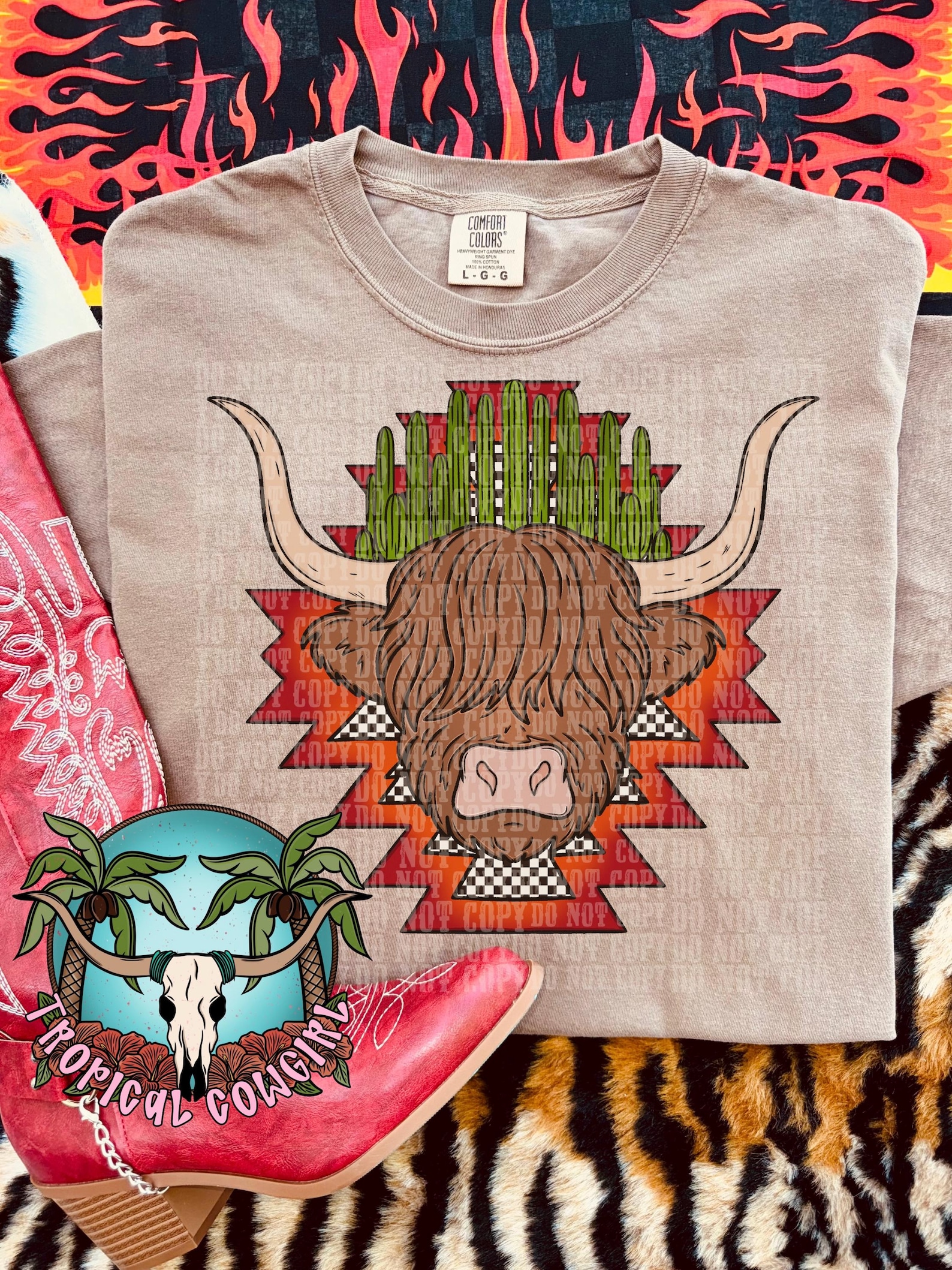 Highland Cow Png, Highland Cow Design, Aztec Highland Cow, Cactus Png ...