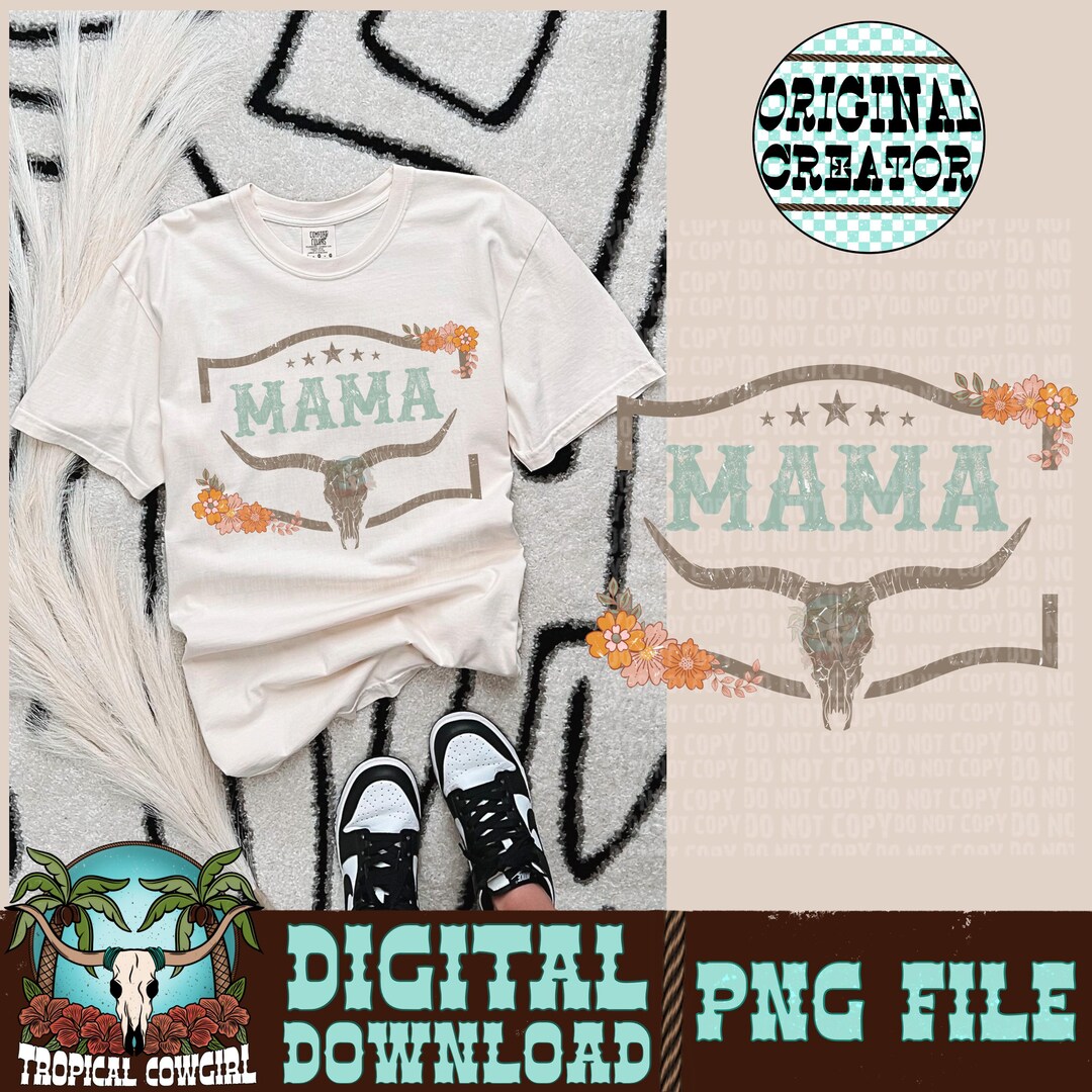 Mama Bull Skull Western PNG | Floral Design (instant Download) - Etsy