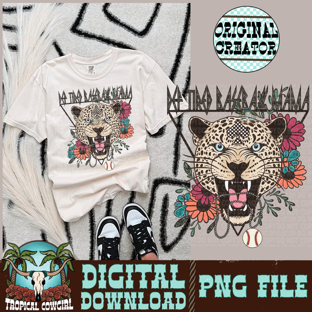 Def Tired Baseball Mama Leopard Graphic, Western Sports PNG (digital ...