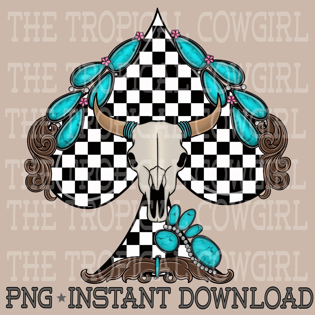 Western Spade PNG, Western Shirt Design, Bull Skull Png, Tooled Png ...