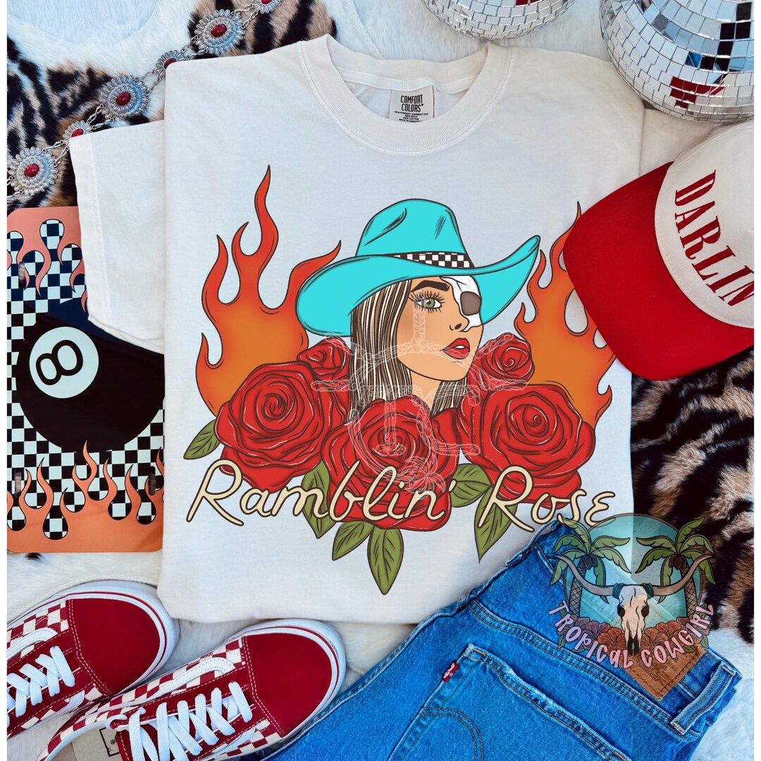 Ramblin’ Rose Png, Rose PNG, Western PNG, Cowgirl Png, Western Shirt ...
