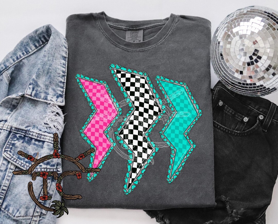 Western Lightning Bolt Png, Western Png, Western Design, Checkered ...