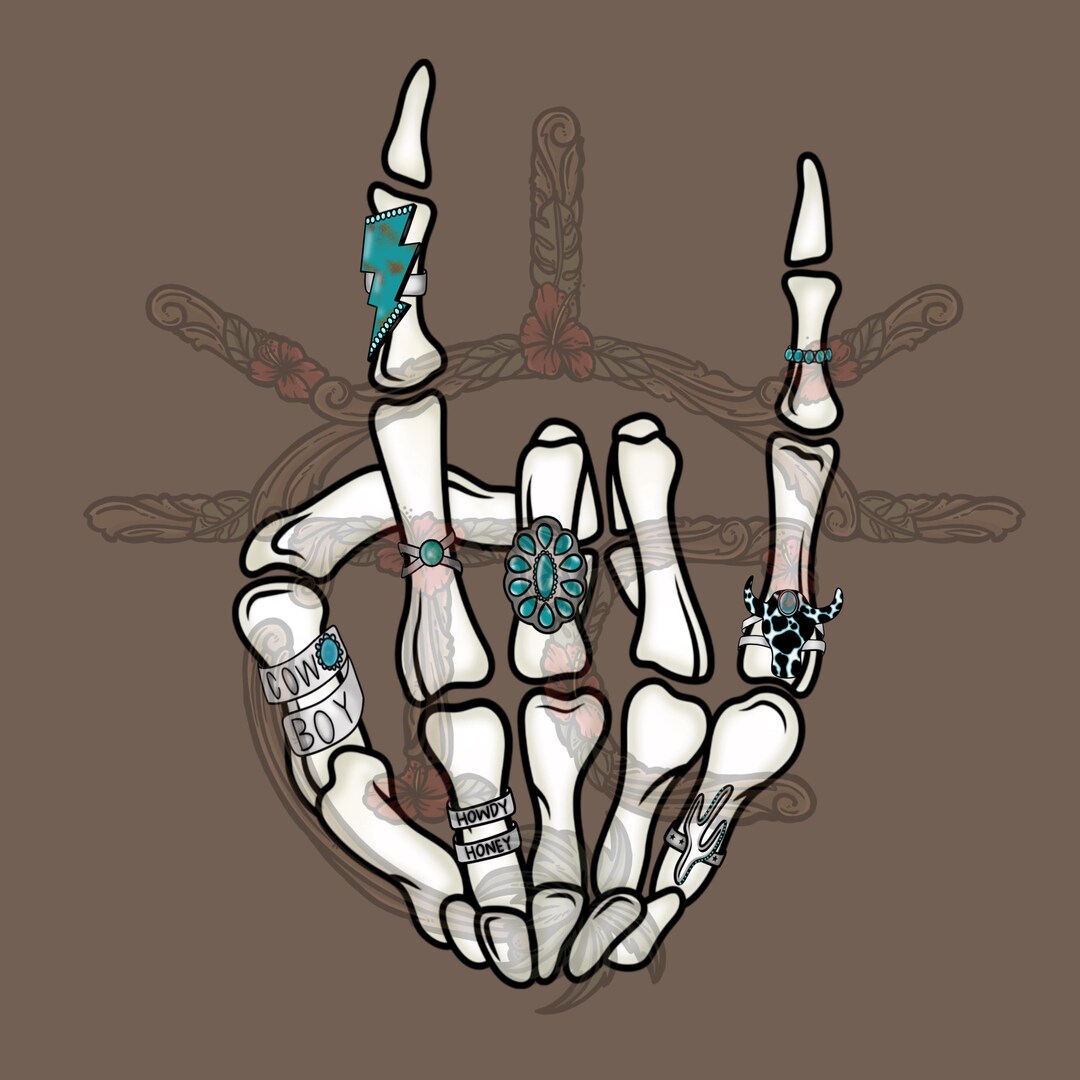 Western Skeleton Hand PNG| Western Skeleton Jewelry PNG| Western ...