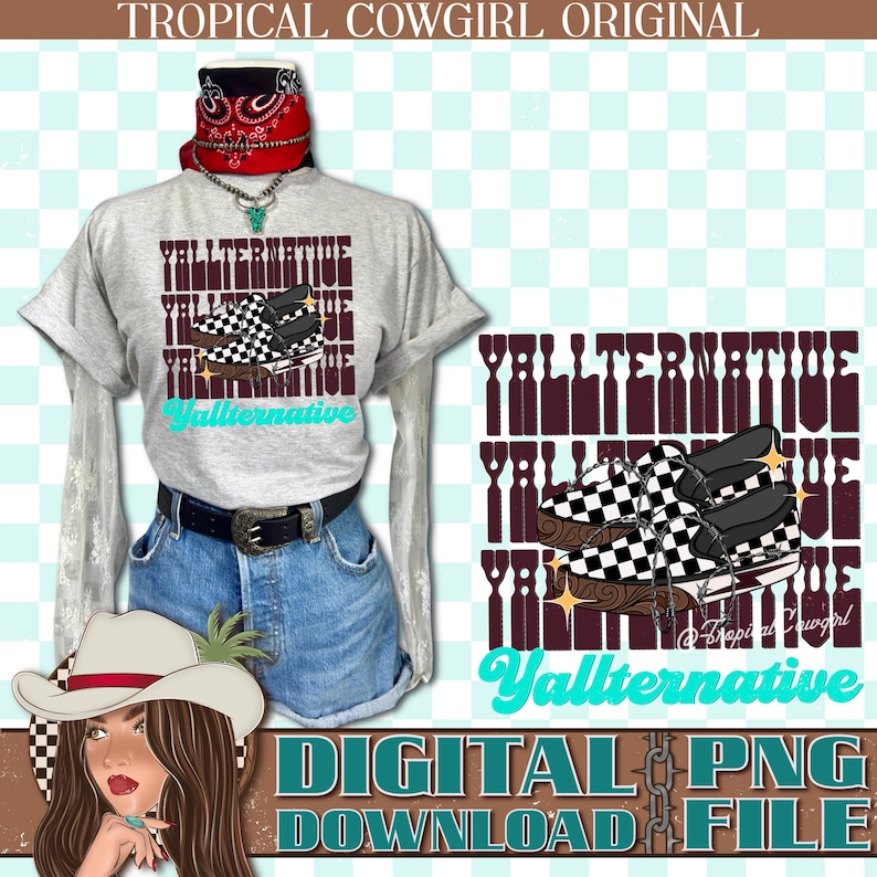Yallternative Png, Western Design, Checkered Png, Shoes Png, Cowgirl ...