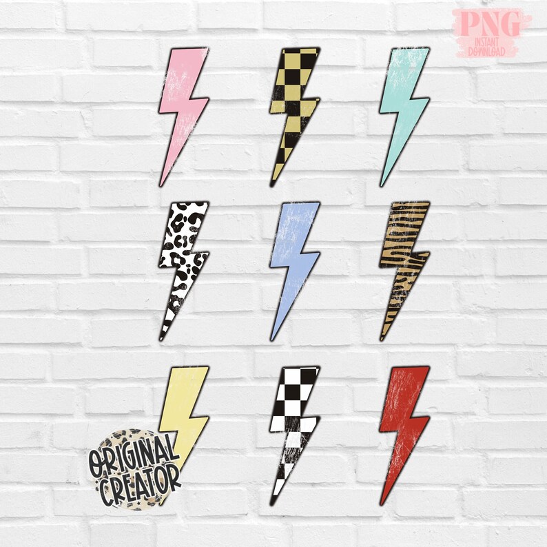 Lightning Bolt PNG Retro PNG Sublimation Trendy Png - Etsy