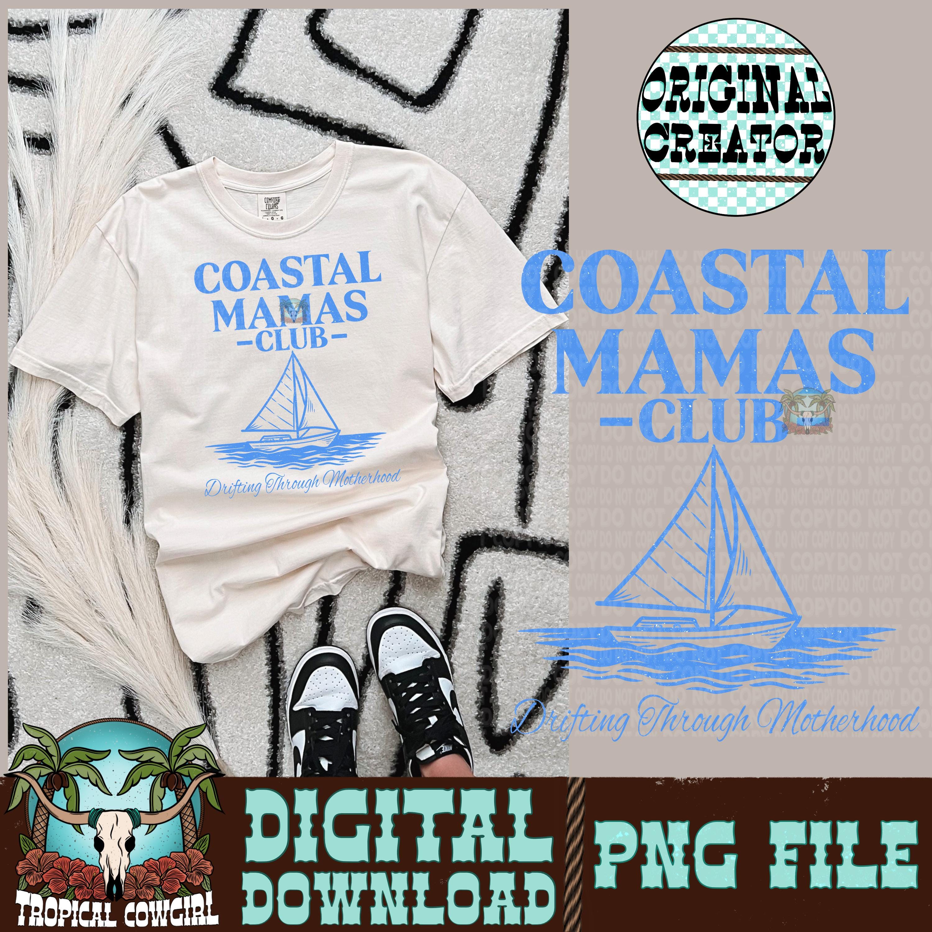 Coastal Mamas Club Png, 5 Colors Included, Beach Png, Trendy Beach Png ...