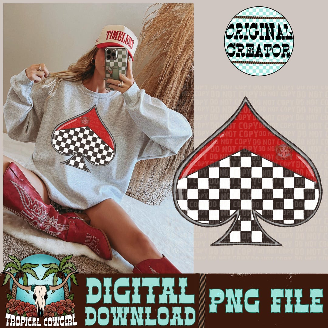 Checkered Spade Png, Western Spade Png, Western Shirt Design, Cowgirl ...
