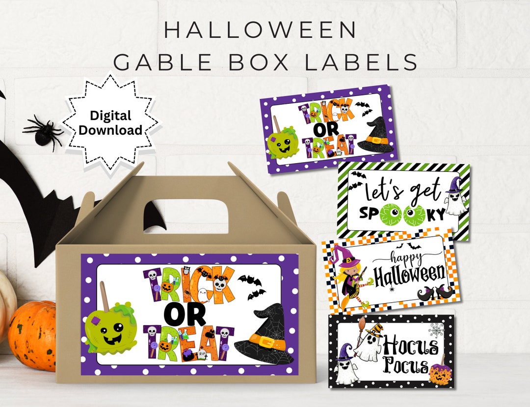 Printable Halloween Gable Box Labels | Set of 4 | Party Favor for Kids ...