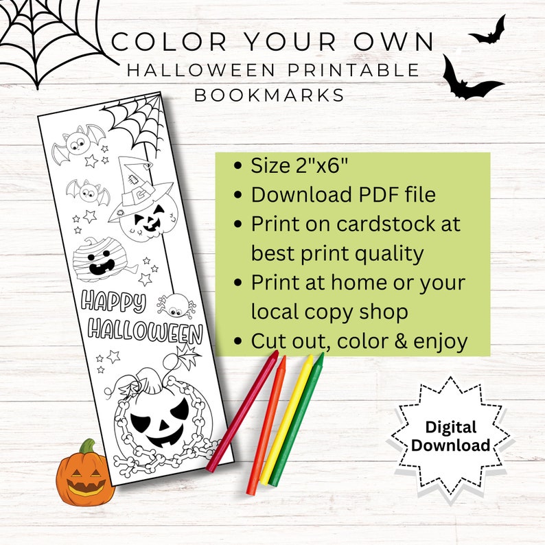 4 Printable Halloween Coloring Bookmarks | Reading Program Tool | Kids ...