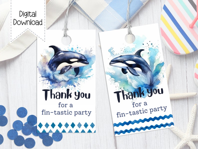 Printable Birthday Thank You Tags | Whale | Under the Sea | Ocean ...