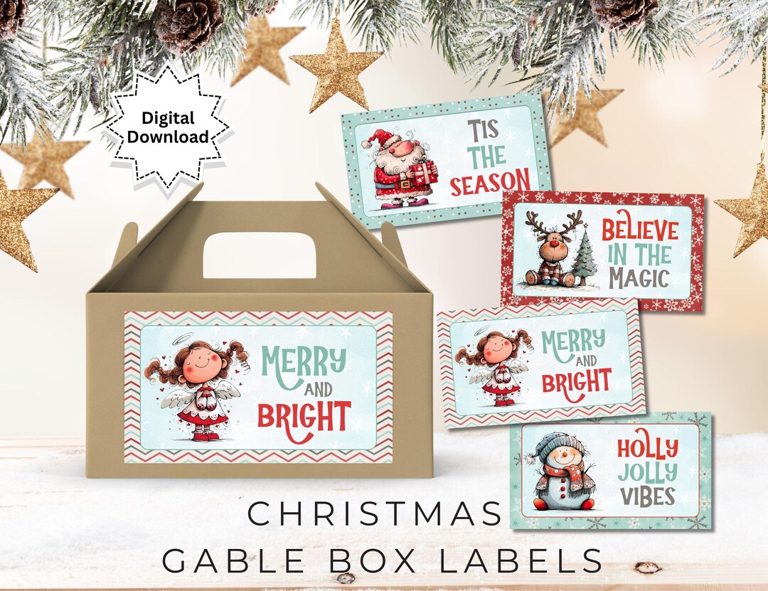 Printable Christmas Gable Box Labels | Set of 4 | Christmas Eve Box ...