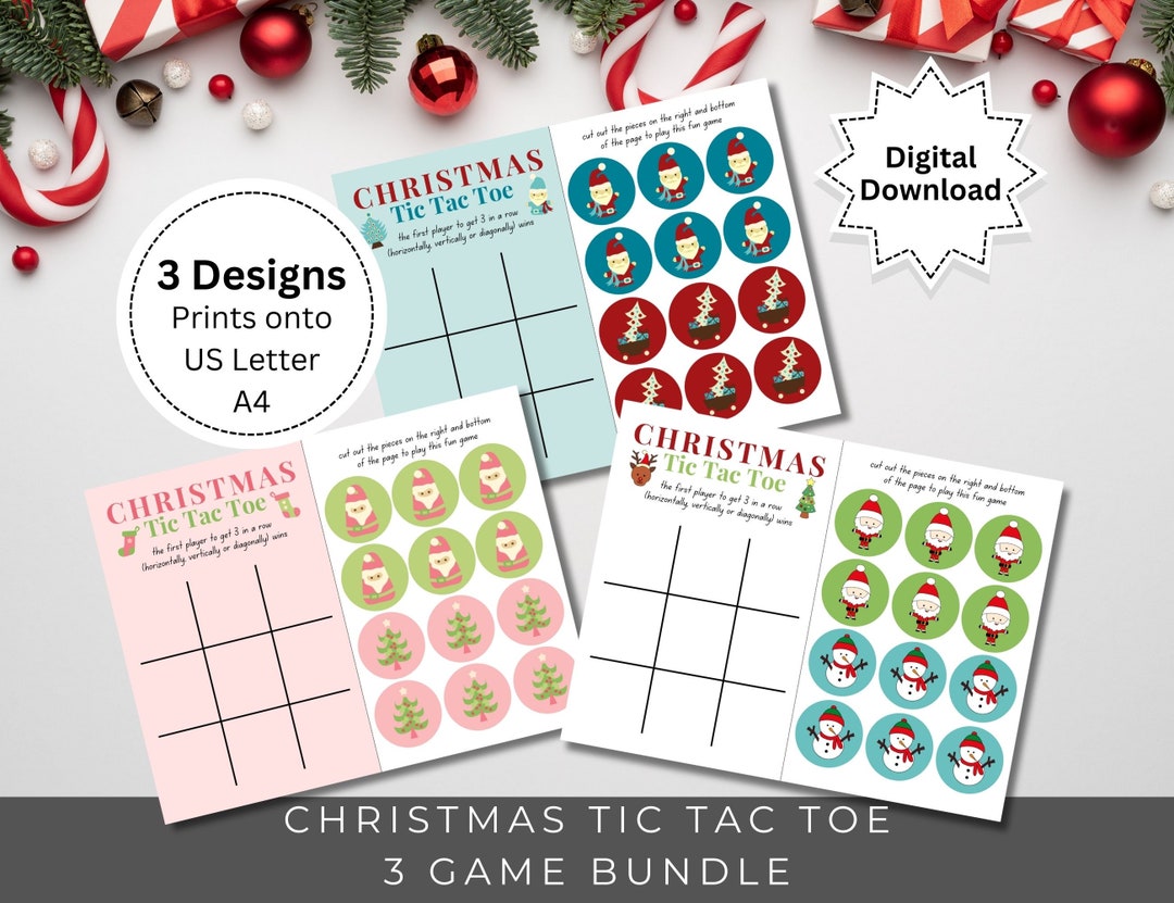 Printable Christmas Tic Tac Toe Games | Set of 3 Designs | Kids ...