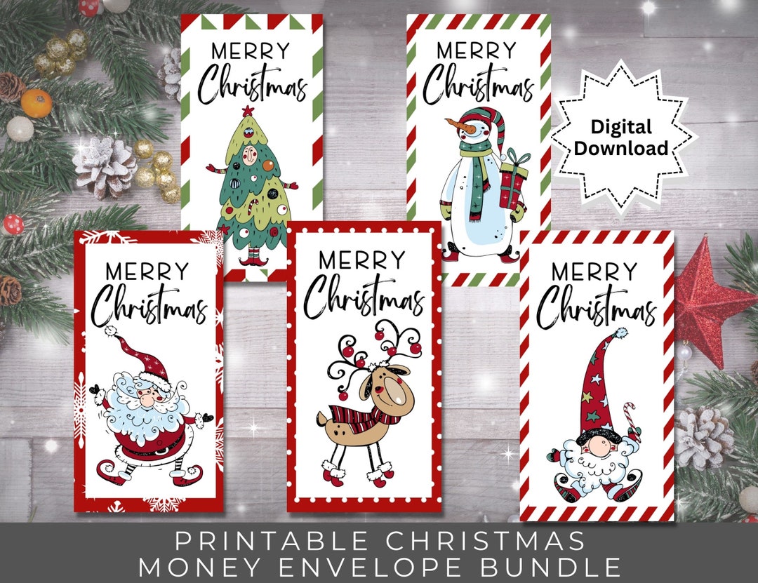 Printable Christmas Money Envelope Bundle | Set of 5 Fun Xmas Designs ...