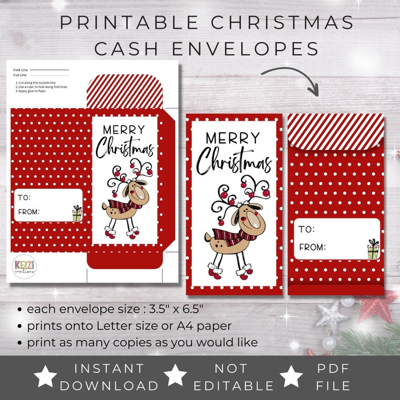 Printable Christmas Money Envelope Bundle | Set of 5 Fun Xmas Designs ...