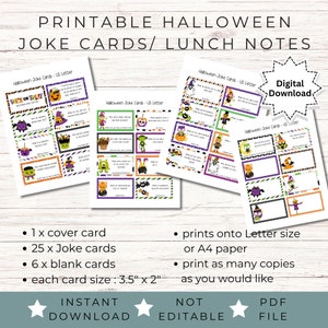 Printable Halloween Joke Cards for Kids | Funny Lunch Notes | Candy ...